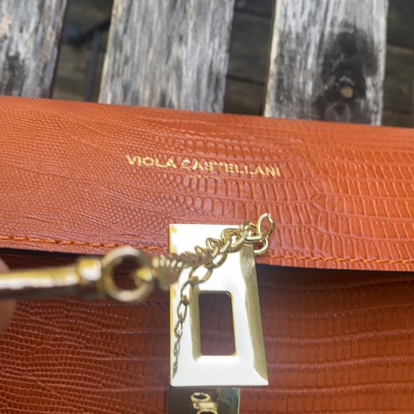 castellani viola | Bags | Viola Castellani Orange Leather Chain Bag ...